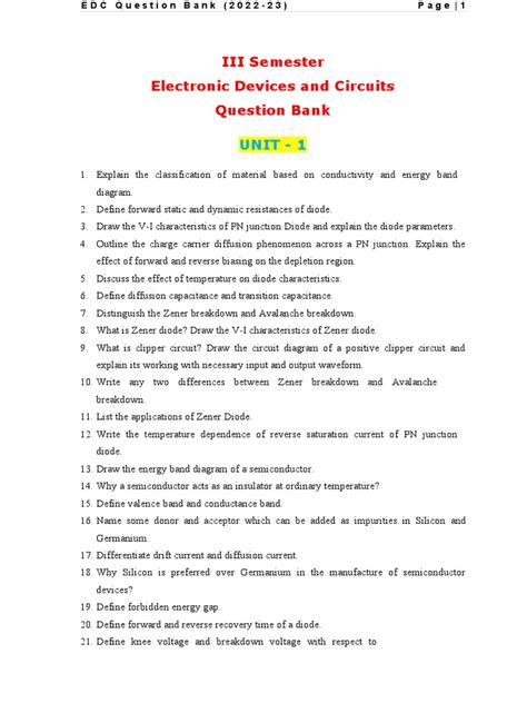 Edc Question Bank Pdf Bipolar Junction Transistor Rectifier
