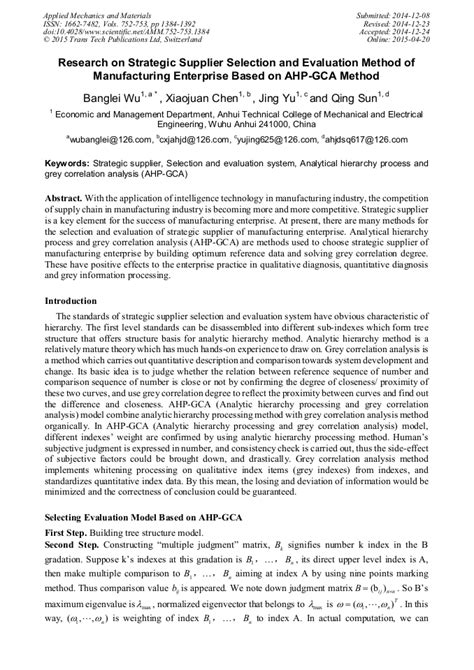 Research On Strategic Supplier Selection And Evaluation Method Of