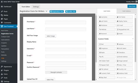 create a wordpress news site using wp user frontend for free wedevs