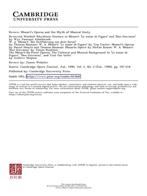 Webster Mozarts Operas And The Myth Of Musical Unity Pdf The