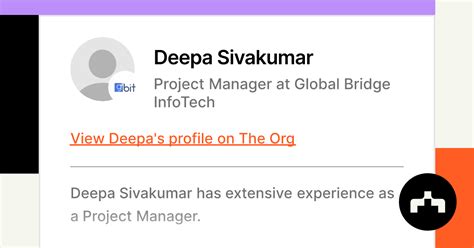 Deepa Sivakumar Project Manager At Global Bridge Infotech The Org