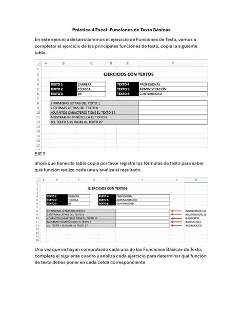 Práctica 4 Excel Funciones De Texto Pdf