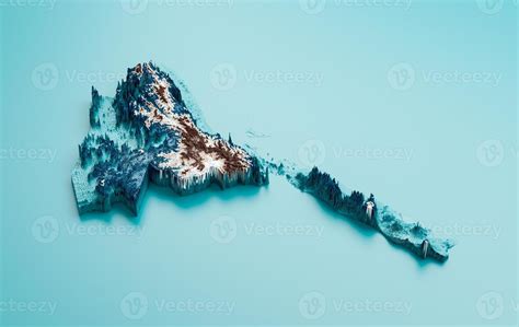 Topographic Eritrea Map Hypsometric Elevation Tint Spectral Shaded