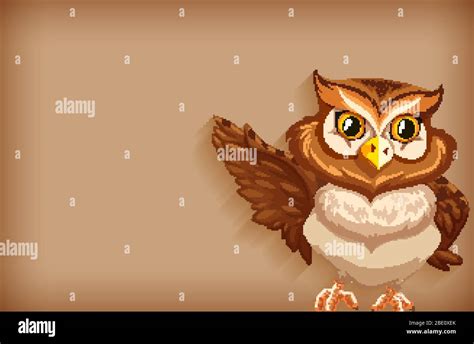 Background Template With Plain Color And Cute Owl Illustration Stock
