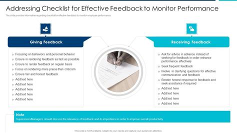 Enhanced Workforce Effectiveness Structure Addressing Checklist For Effective Feedback To
