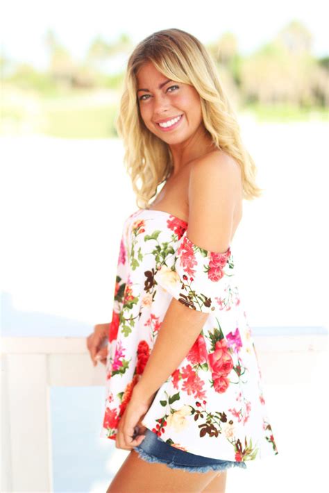 Ivory Floral Off Shoulder Top Ivory Floral Top Floral Ivory Top