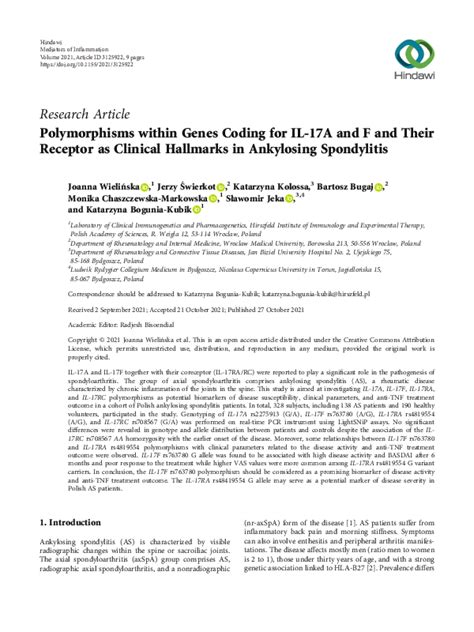 pdf polymorphisms within genes coding for il 17a and f and their