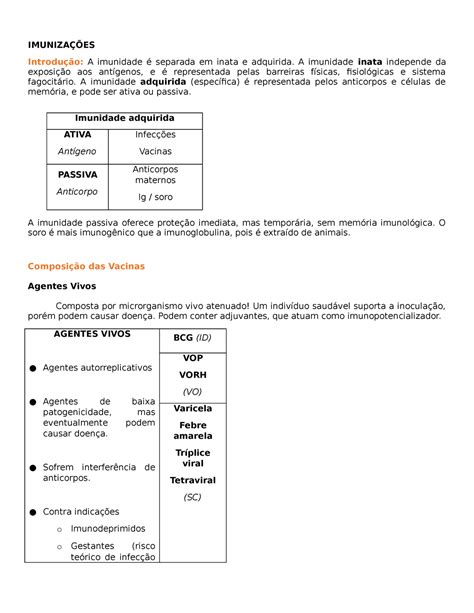 Imunização Pediatria IMUNIZAÇÕES Introdução A imunidade é separada
