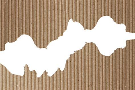 포장을 위한 크래프트 종이 질감 줄무늬 패턴입니다 텍스처 배경 흰색 배경에 고립 된 골 판지 조각 가장자리가 찢어진 판지 평면도 0명에 대한 스톡 사진 및 기타 이미지