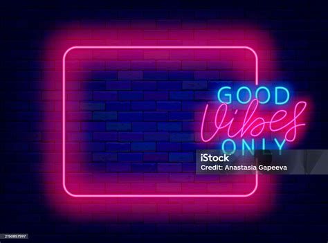 Happy Motivational Quote Neon Announcement Empty Pink Frame And Good