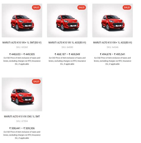 Alto K10 Csd Price 2024