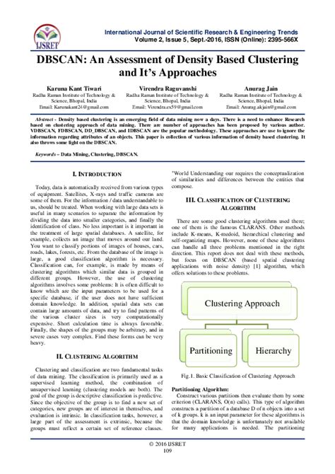 Pdf Dbscan An Assessment Of Density Based Clustering And It S