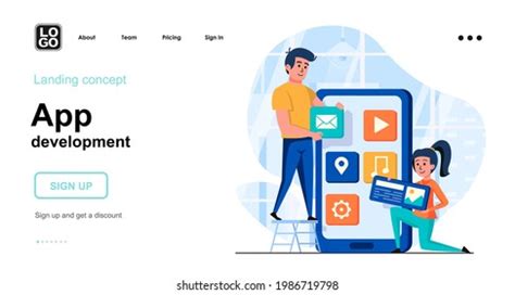 App Development Web Concept Team Building Stock Vector Royalty Free 1986719798 Shutterstock