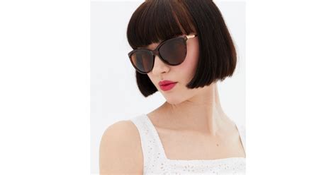 Dark Brown Metal Trim Cat Eye Sunglasses New Look
