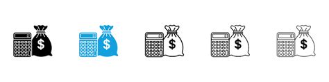 예산 아이콘은 웹 및 Ui 디자인을 위한 검은색과 파란색 일러스트레이션을 벡터화합니다 개념에 대한 스톡 벡터 아트 및 기타 이미지 개념 개념과 주제 계산기 Istock