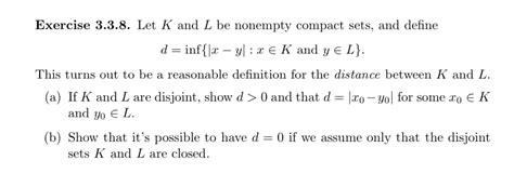 Solved Exercise Let K And L Be Nonempty Compact Sets Chegg