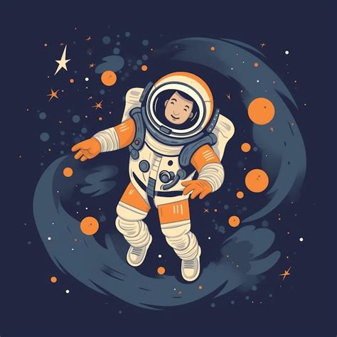 Astronaut Floating In Space Surrounded By Colorful Stars And Planets