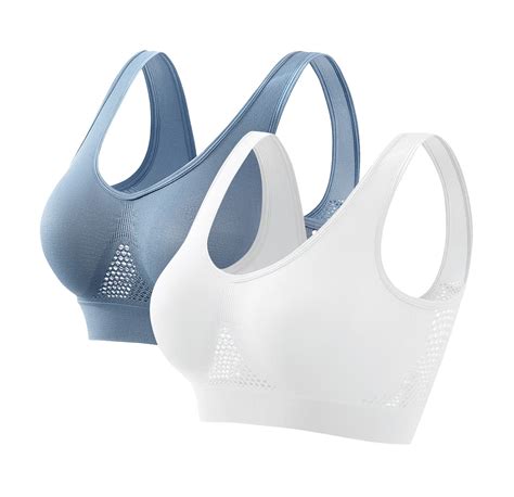 Sokhug 2pc Women Yoga Sleep Bras Seamless Wireless Stretchy Sports Bra