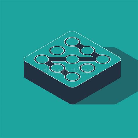 Isometric Graphic Password Protection And Safety Access Icon Isolated On Green Background