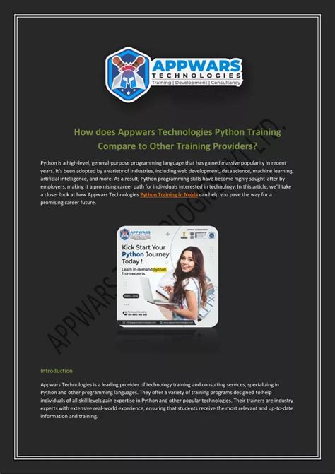 PPT How Does Appwars Technologies Python Training Compare To Other
