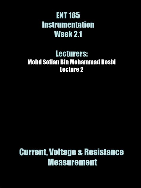 Current Voltage Measurement Pdf Voltage Electrical Resistance And