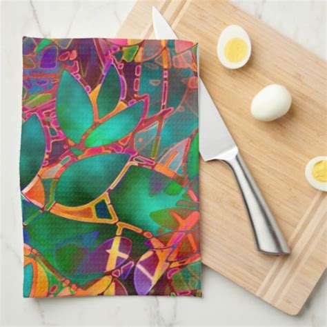 Towel Floral Abstract Stained Glass Zazzle