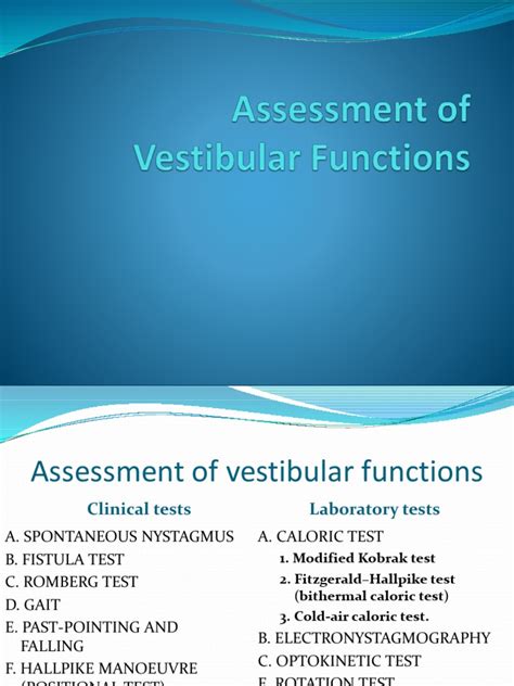 Vestibular Function Tests Pdf Vestibular System Vertigo