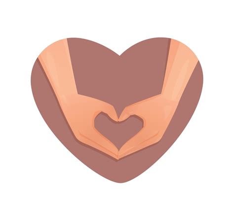 사랑의 표현의 심장 벡터 일러스트 레이 션의 모양에 인간의 손 프리미엄 벡터