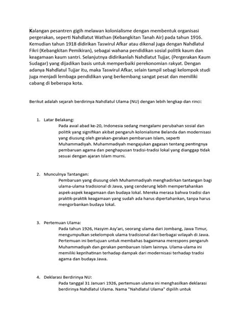 Nahdlatul Ulama Tugas Sejarah Pdf