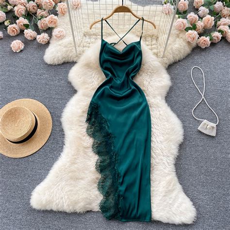Lace Backless Slip Dress Irococo