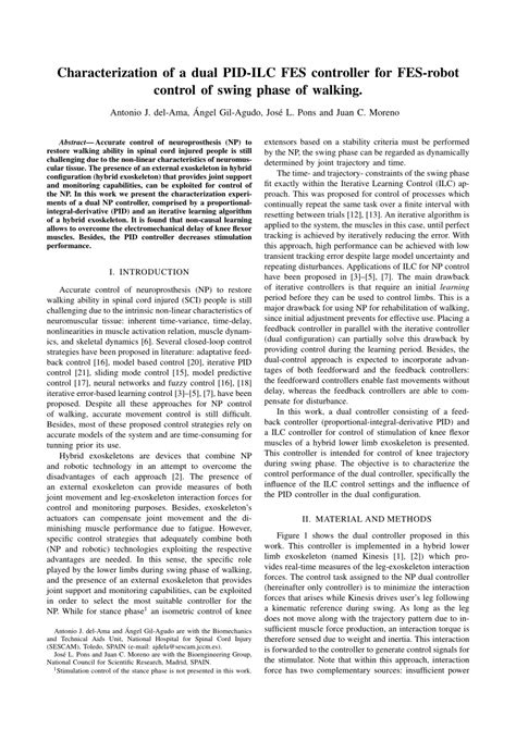pdf characterization of a dual pid ilc fes controller for fes robot