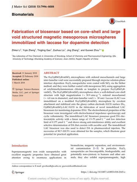 Fabrication Of Biosensor Based On Core Shell And Large Void Structured Magnetic Mesoporous