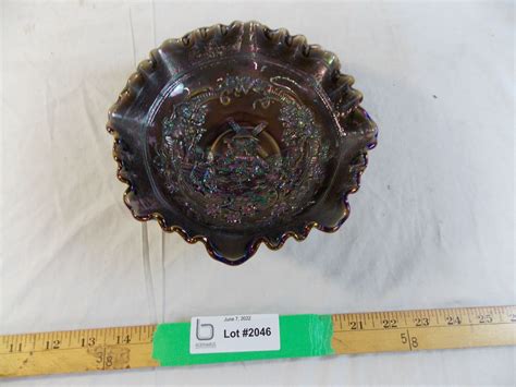 Carnival Glass Candy Dish Black Bodnarus Auctioneering