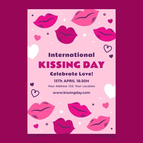 Free Vector Flat Vertical Poster Template For International Kissing Day