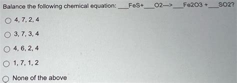 Solved Balance The Following Chemical Equation Chegg Com