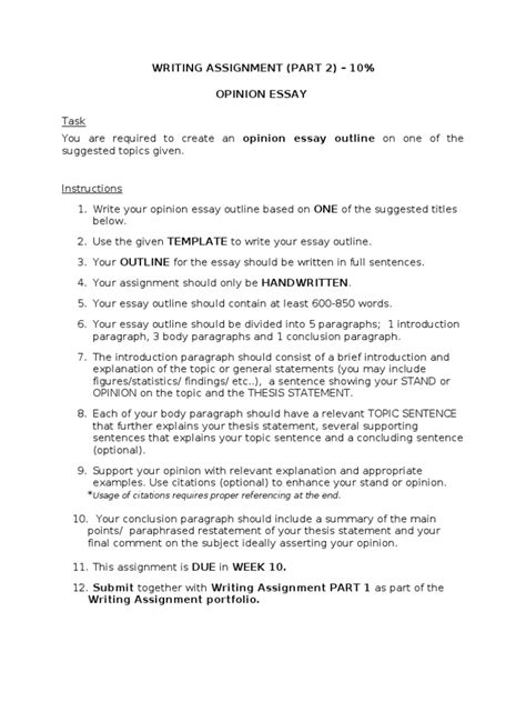 Writing Assignment 2 Essays Paragraph