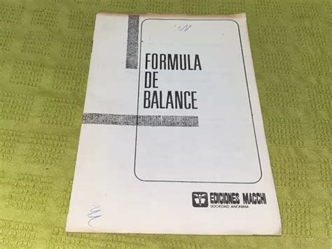 Anexo Fórmula De Balance Macchi Mercadolibre