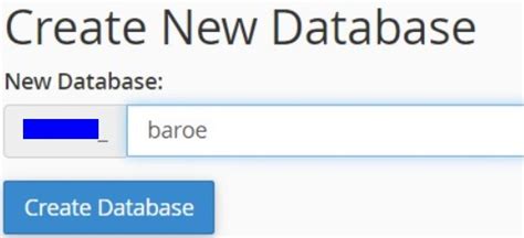 creating a database in cpanel id support portal