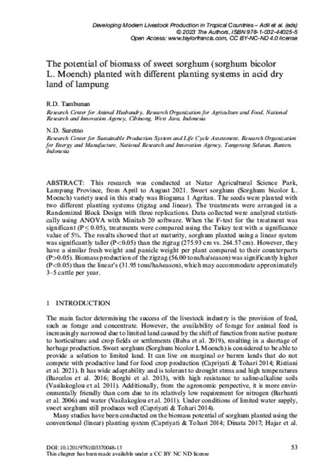 Pdf The Potential Of Biomass Of Sweet Sorghum Sorghum Bicolor L
