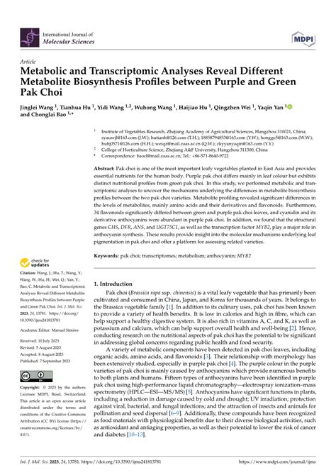 Pdf Metabolic And Transcriptomic Analyses Reveal Different Metabolite