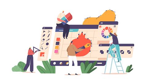 Tiny Graphic Designer Characters Team Brainstorming Ideas Sketching And