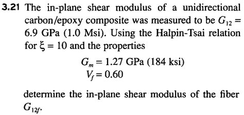 The In Plane Shear Modulus Of A Unidirectional Chegg
