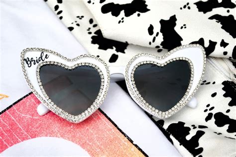 White Rhinestone Heart Bride Sunglasses Nashville Bach Bride My Last