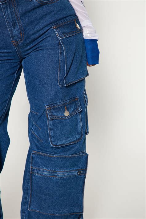 Billie Low Slung Cargo Jeans Medium Wash Fashion Nova
