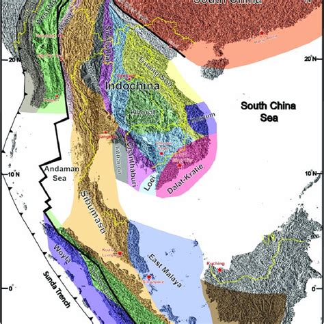 Se Asia Regional Tectonic Map Showing Major Component Terranes And Fold