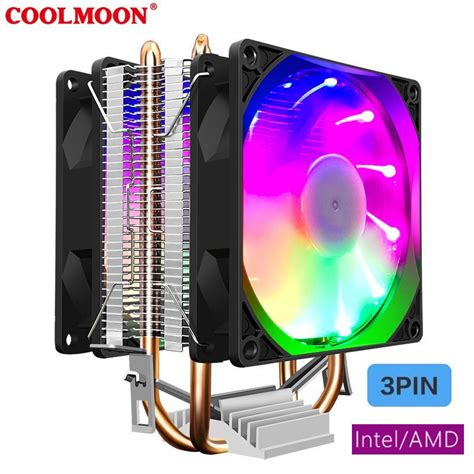 Кулер COOLMOON для процессора с 2 тепловыми трубками, 2 вентилятора ...