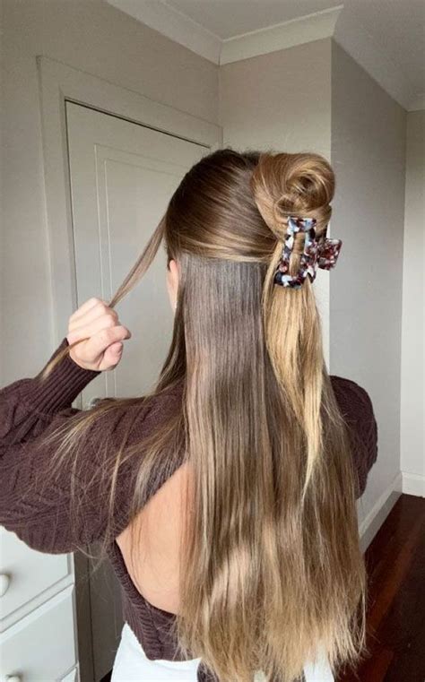 Easy And Cute Hairstyles With Allure Effortless Messy Bun Half Up