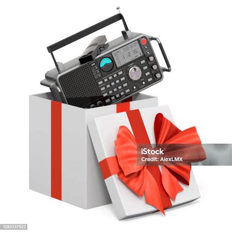 디지털 수신기 라디오 내부 선물 상자 선물 개념 흰색 배경에서 격리된 3d 렌더링 3차원 형태에 대한 스톡 사진 및 기타 이미지 3차원 형태 가정 생활 개념 Istock