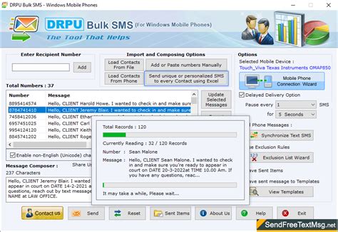 Bulk SMS Software For Windows Mobile Phones Screenshots Display