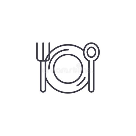 Concept Van Het Bestek Het Lineaire Pictogram Het Vectorteken Van De